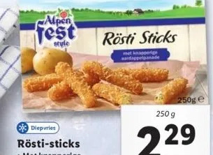 Diepvries rösti-sticks • met knapperige aardappelpanade aanbieding bij Lidl