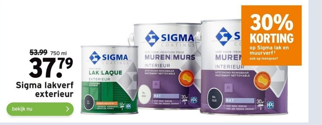 Sigma lakverf exterieur 750ml aanbieding bij GAMMA