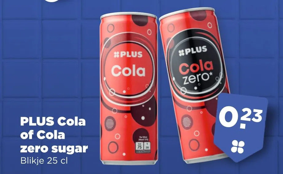 Plus cola of cola zero sugar aanbieding bij PLUS