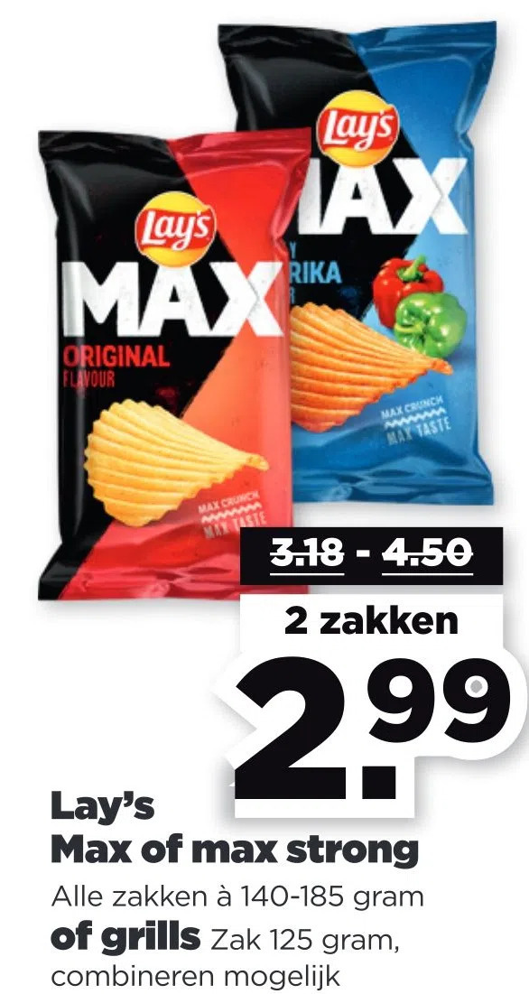 Lay's max of max strong alle zakken à 140-185 gram of grills zak 125 ...