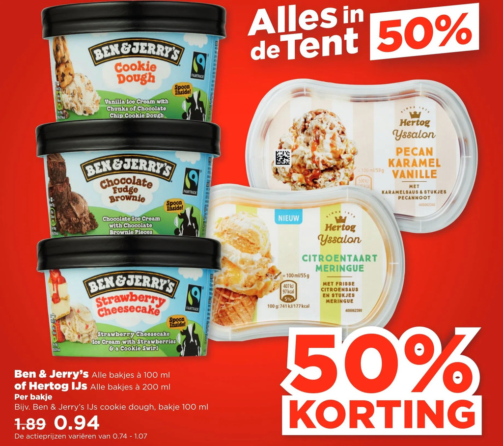 Ben And Jerrys Alle Bakjes à 100 Ml Of Hertog Ijs Alle Bakjes à 200 Ml