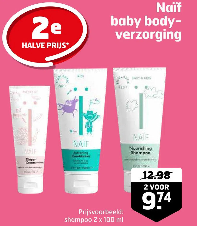 Naïf baby body- verzorging aanbieding bij Trekpleister