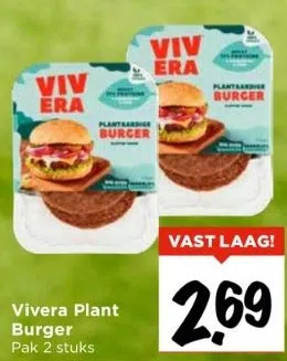 Vivera plant burger pak 2 stuks aanbieding bij Vomar