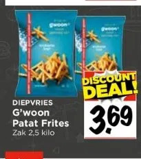 Diepvries g'woon patat frites zak 2,5 kilo aanbieding bij Vomar ...