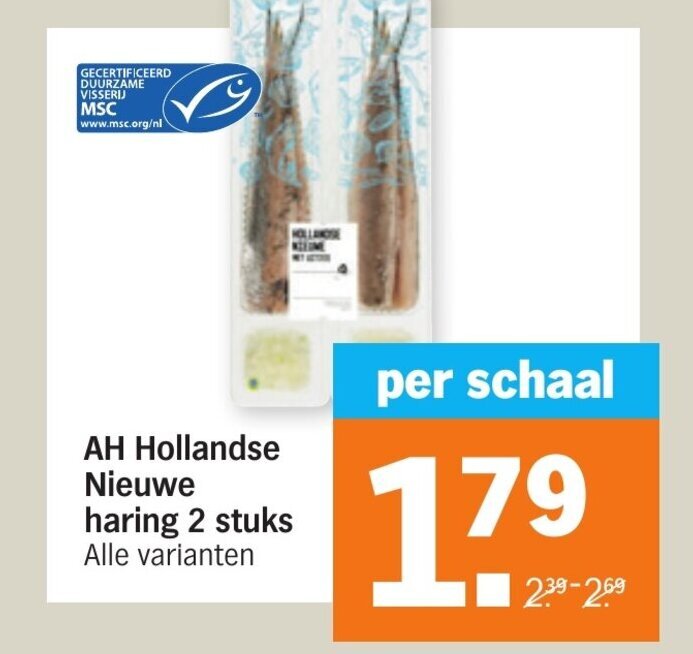 Hollandse nieuwe haring 2 stuks aanbieding bij Albert Heijn