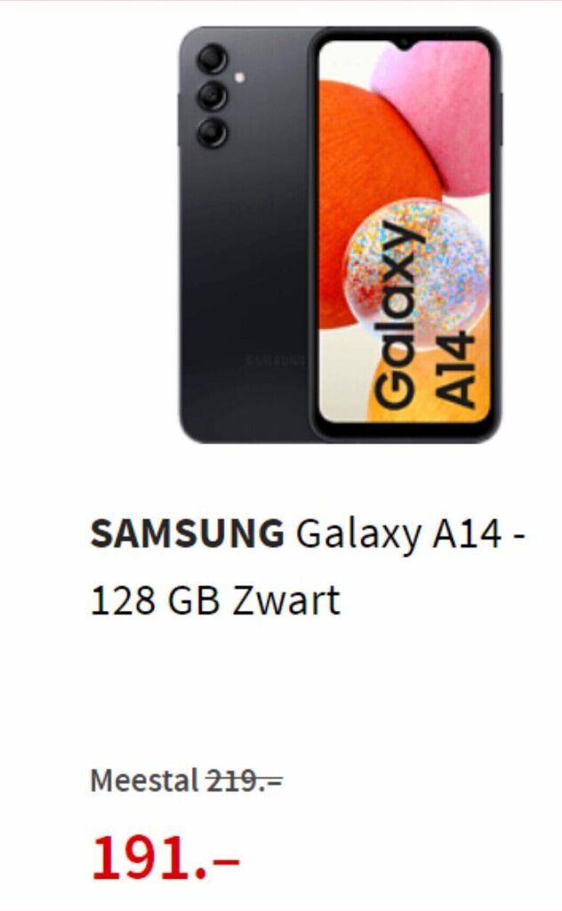 SAMSUNG Galaxy A14- 128 GB Zwart aanbieding bij MediaMarkt
