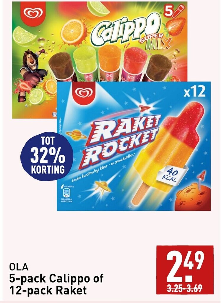 OLA 5-pack Calippo of 12-pack Raket aanbieding bij ALDI