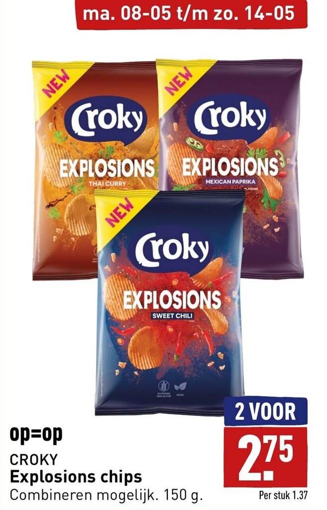 CROKY Explosions chips 150g aanbieding bij ALDI