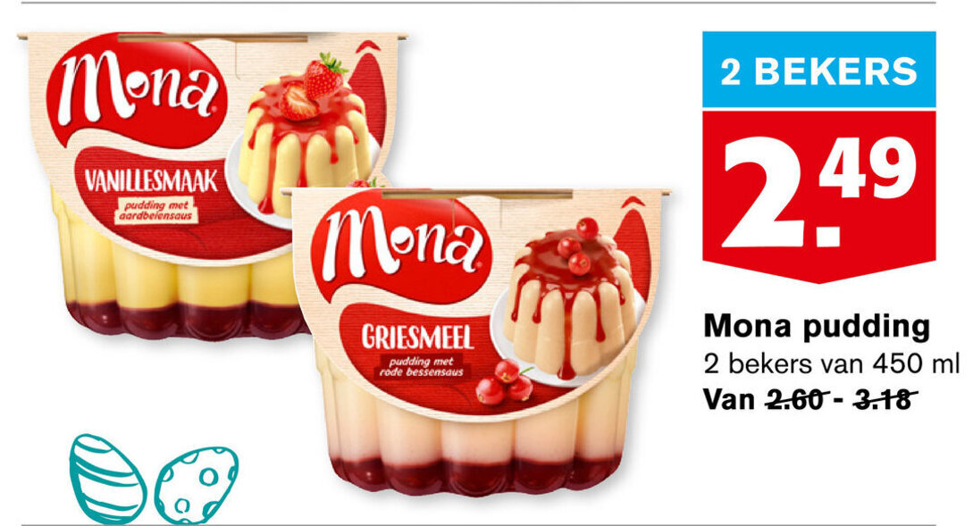 Mona pudding 2*450ml aanbieding bij Hoogvliet
