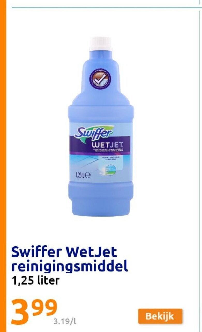 Swiffer WetJet reinigingsmiddel 1,25 liter aanbieding bij Action