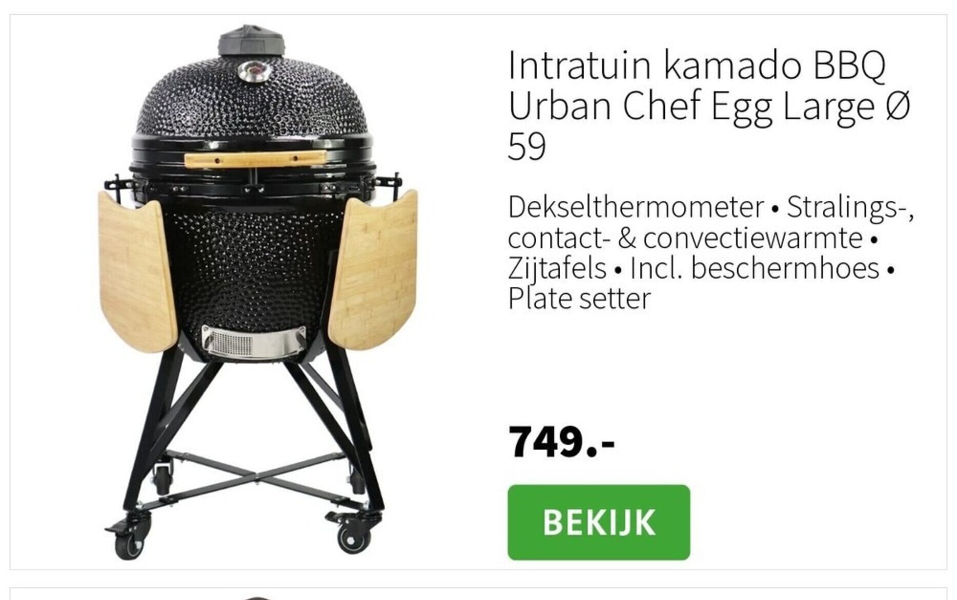 Intratuin kamado BBQ Urban Chef Egg Large Ø 59 aanbieding bij Intratuin
