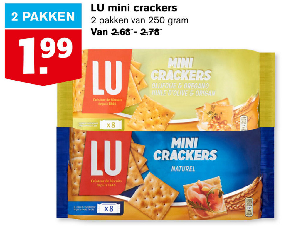 LU mini crackers 2*250g aanbieding bij Hoogvliet
