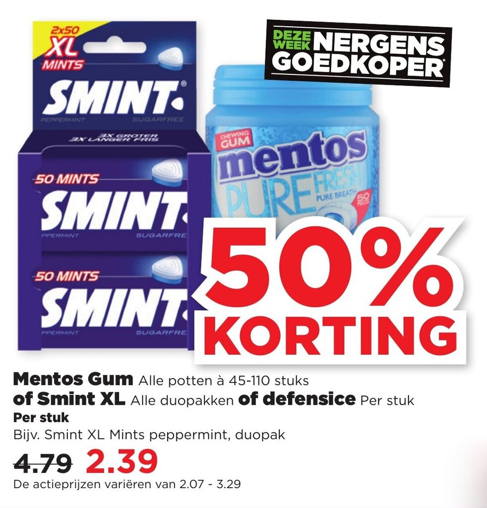 Smint XL Mints peppermint, duopak aanbieding bij PLUS