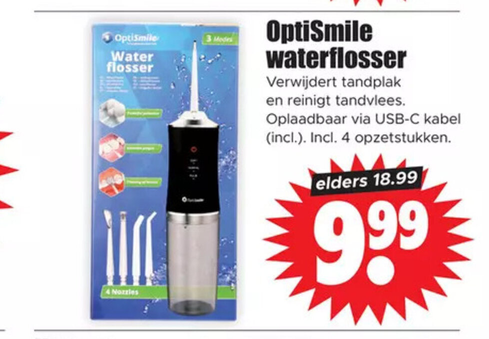 OptiSmile Water flosser aanbieding bij Dirk
