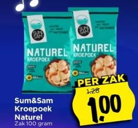 Sum&sam kroepoek naturel aanbieding bij Vomar Voordeelmarkt