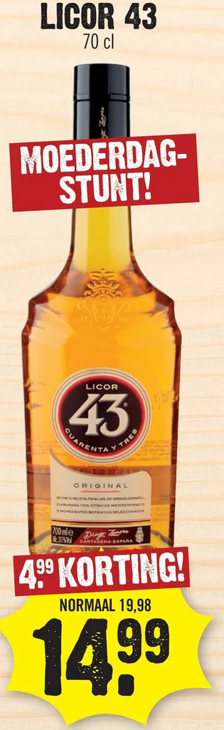 Licor 43 70 cl aanbieding bij Dirk