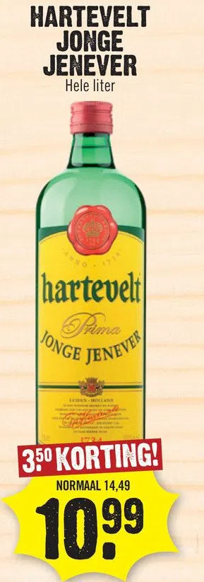 Hartevelt jonge jenever hele liter aanbieding bij Dirk