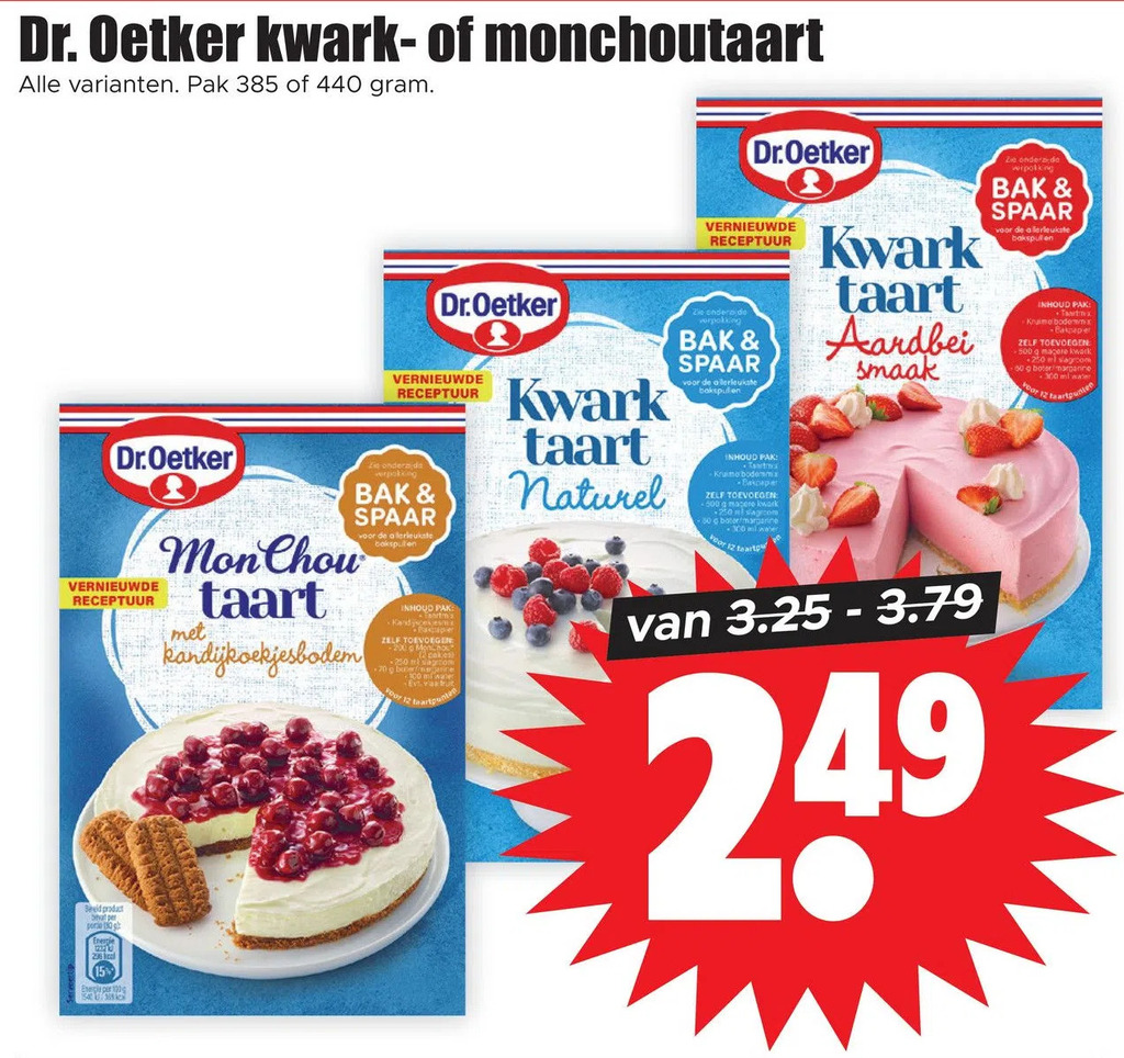 Dr. oetker kwark- of monchoutaart aanbieding bij Dirk