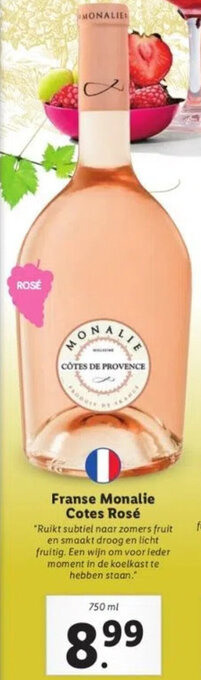 Franse Monalie Cotes Rosé 750ml aanbieding bij Lidl