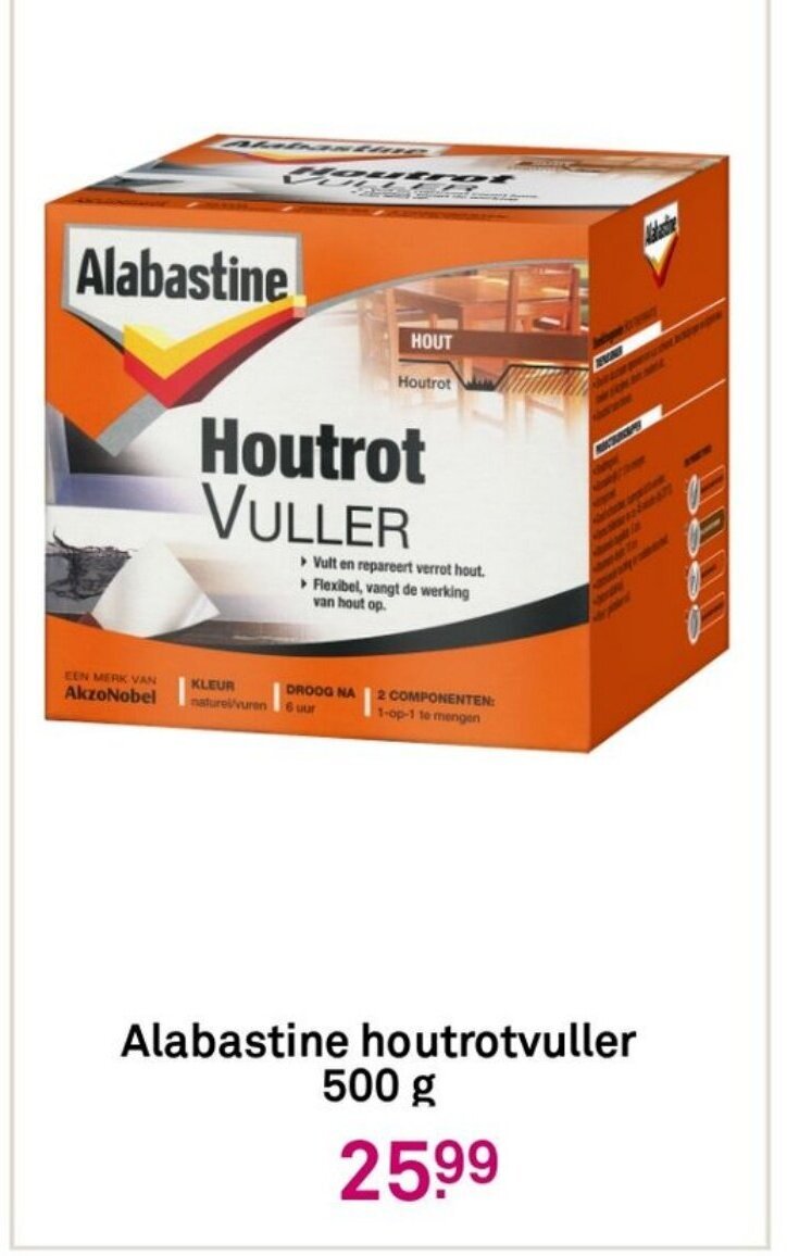 Alabastine houtrotvuller 500G aanbieding bij Karwei