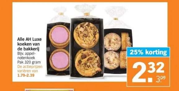 Alle ah luxe koeken van de bakkerij bijv. appelnotenkoek pak 320 gram ...