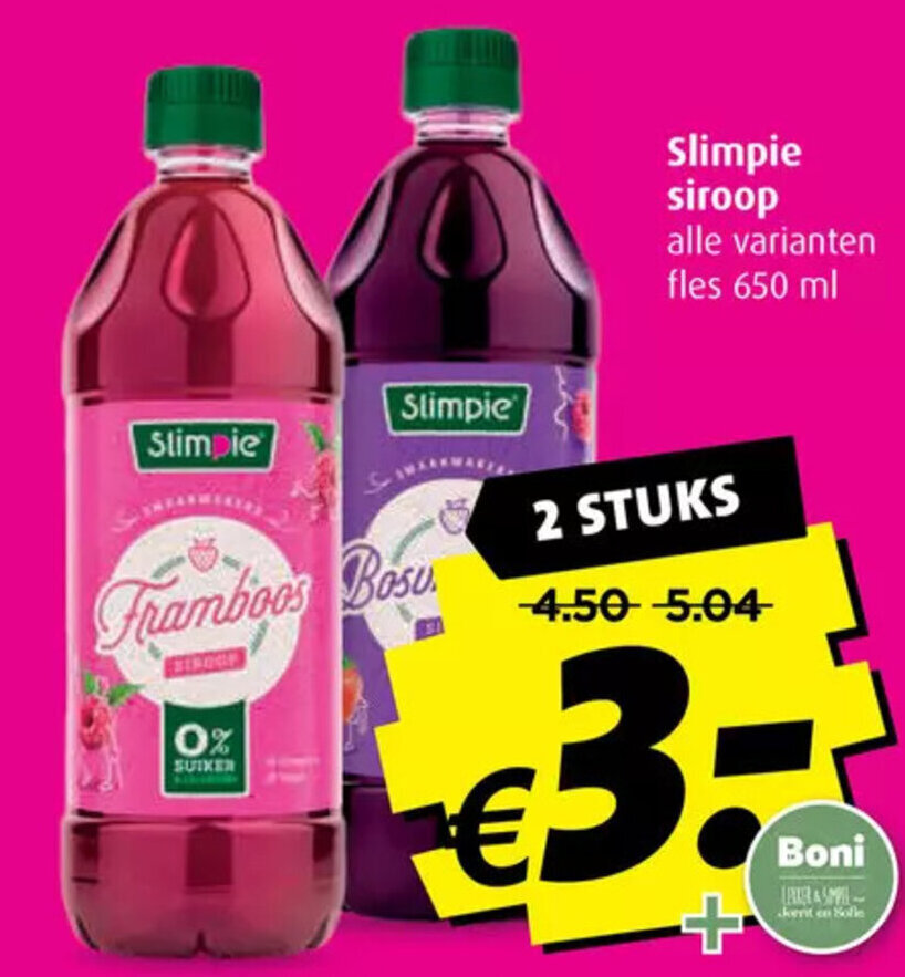 Slimpie siroop 650 ml aanbieding bij Boni