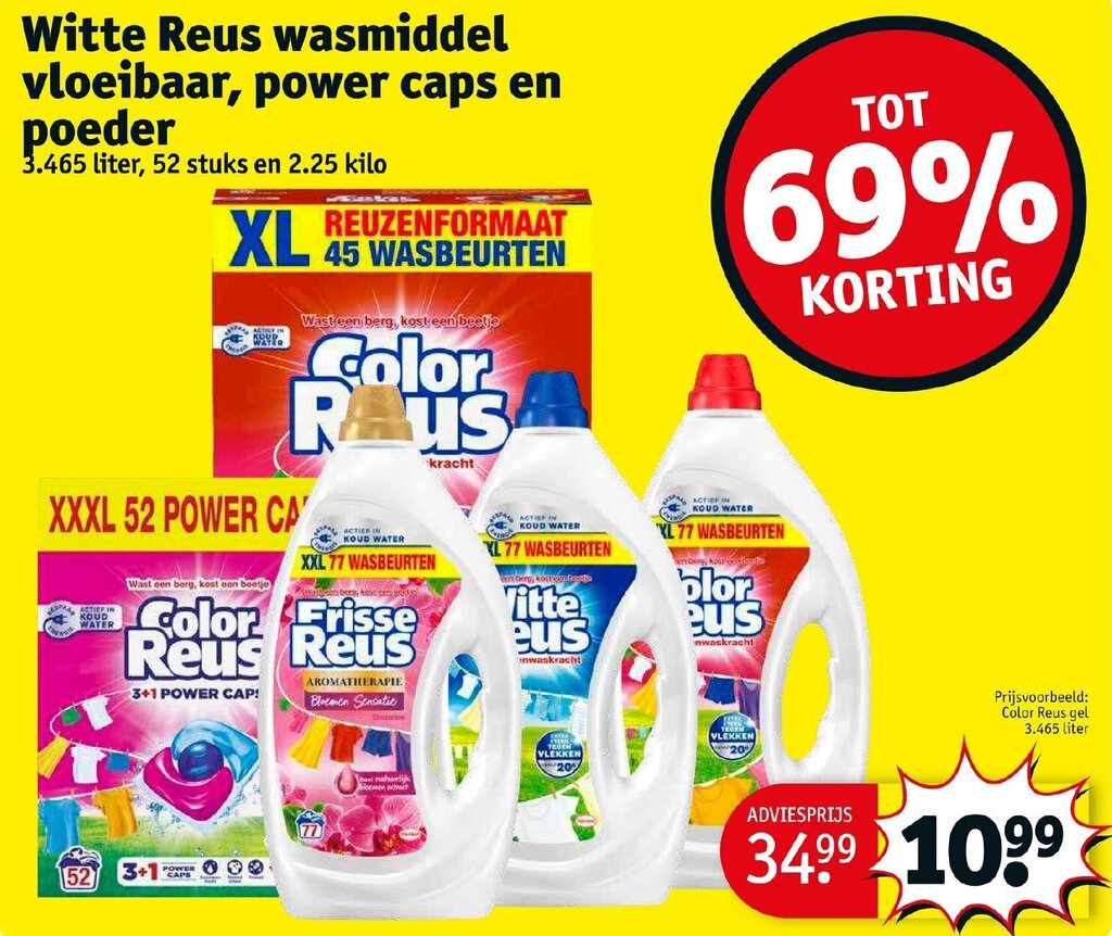 Witte Reus wasmiddel vloeibaar, power caps en poeder aanbieding bij ...