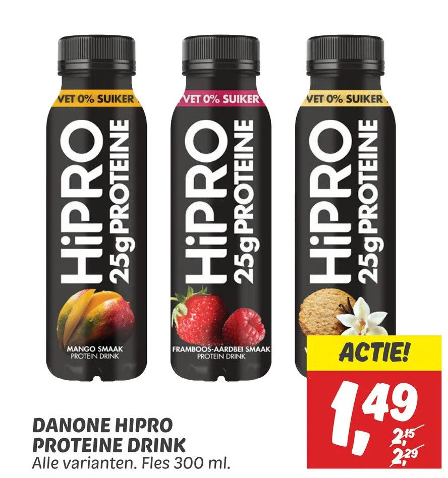 Danone hipro proteine drink aanbieding bij Dekamarkt
