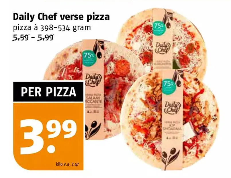 Daily chef verse pizza pizza à 398-534 gram aanbieding bij Poiesz