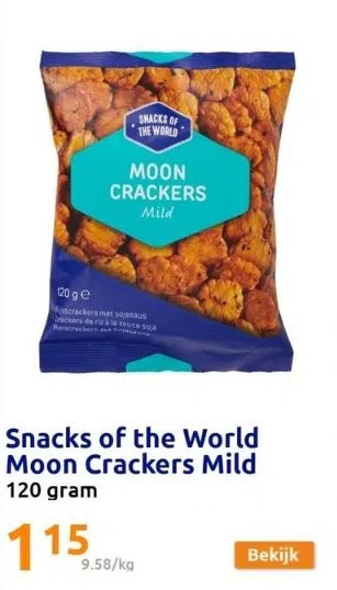 Snacks of the world moon crackers mild aanbieding bij Action