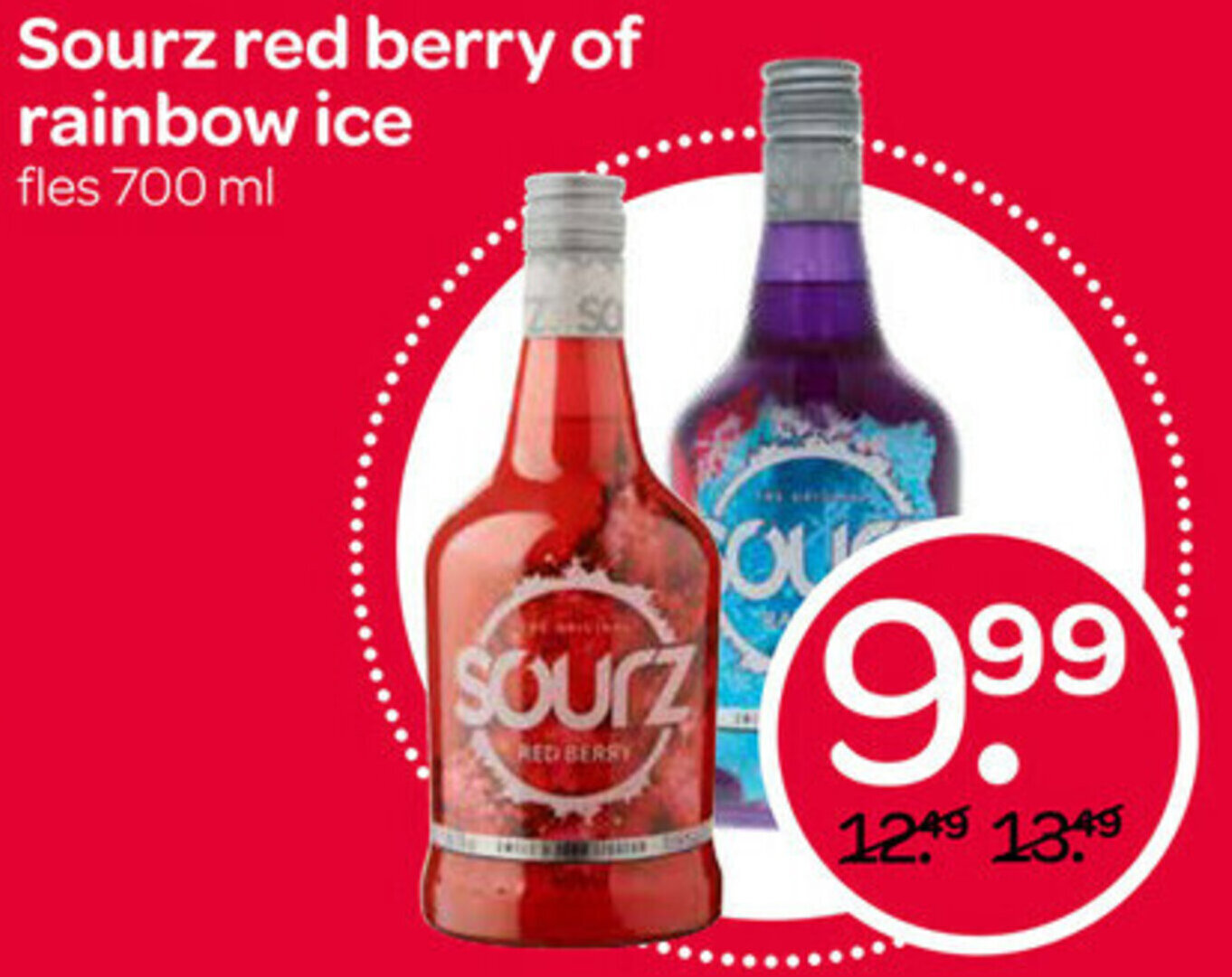 Sourz red berry of rainbow ice 700ml aanbieding bij Spar