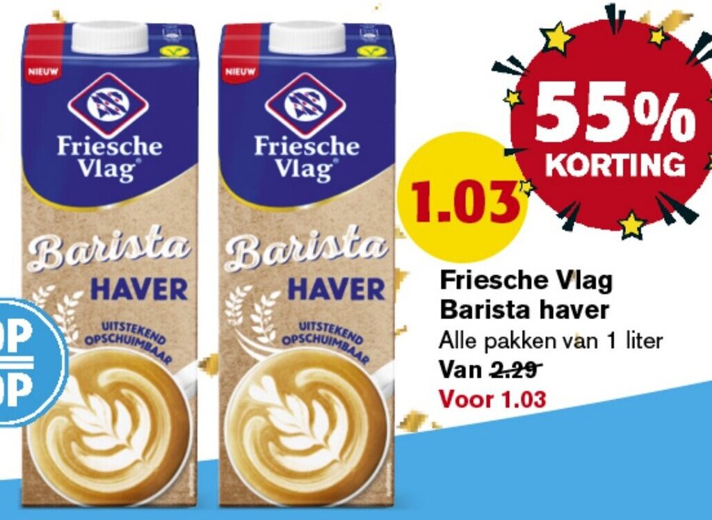 Friesche Vlag Barista haver 1 liter aanbieding bij Hoogvliet