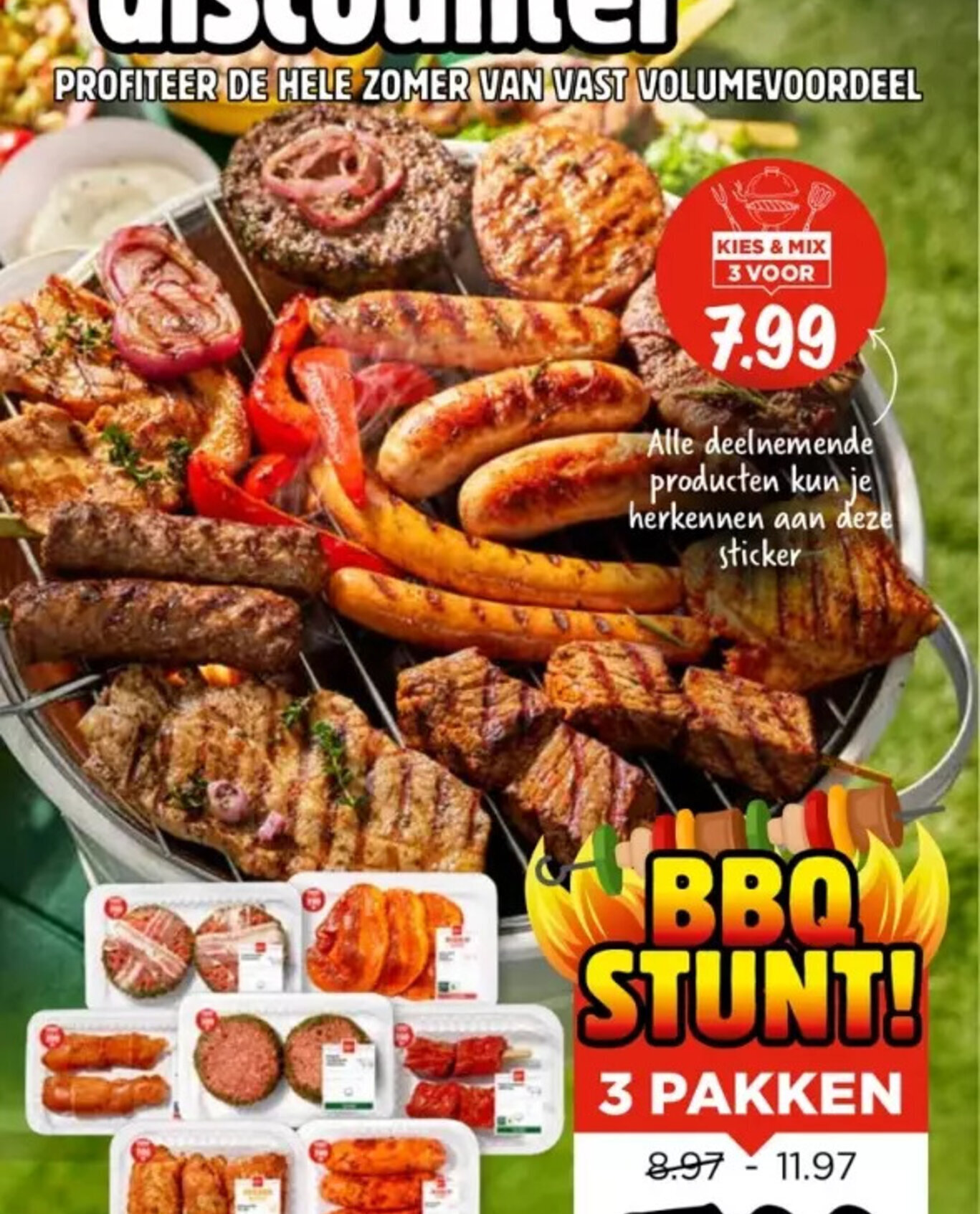 KIES EN MIX MET 32 SOORTEN BBQ-VLEES 3 pakken aanbieding bij Vomar