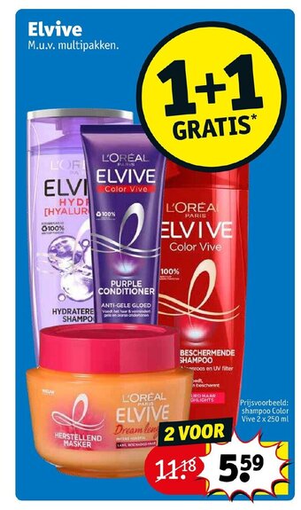 Elvive shampoo Color Vive 2 x 250 ml aanbieding bij Kruidvat