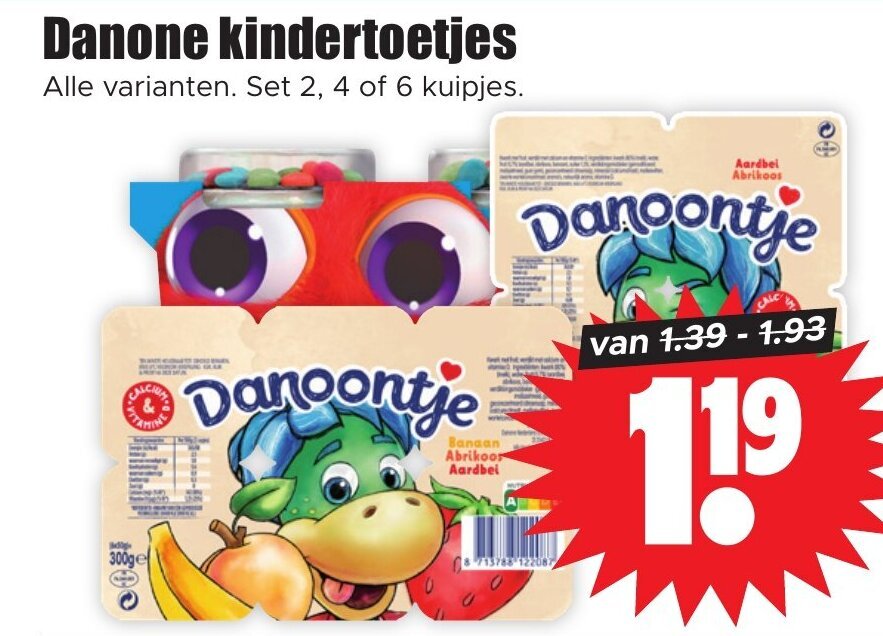 Danone kindertoetjes aanbieding bij Dirk