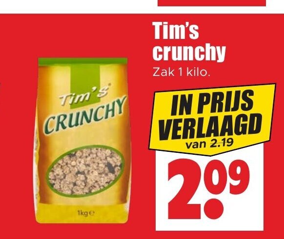 Tim's crunchy Zak 1 kilo. aanbieding bij Dirk