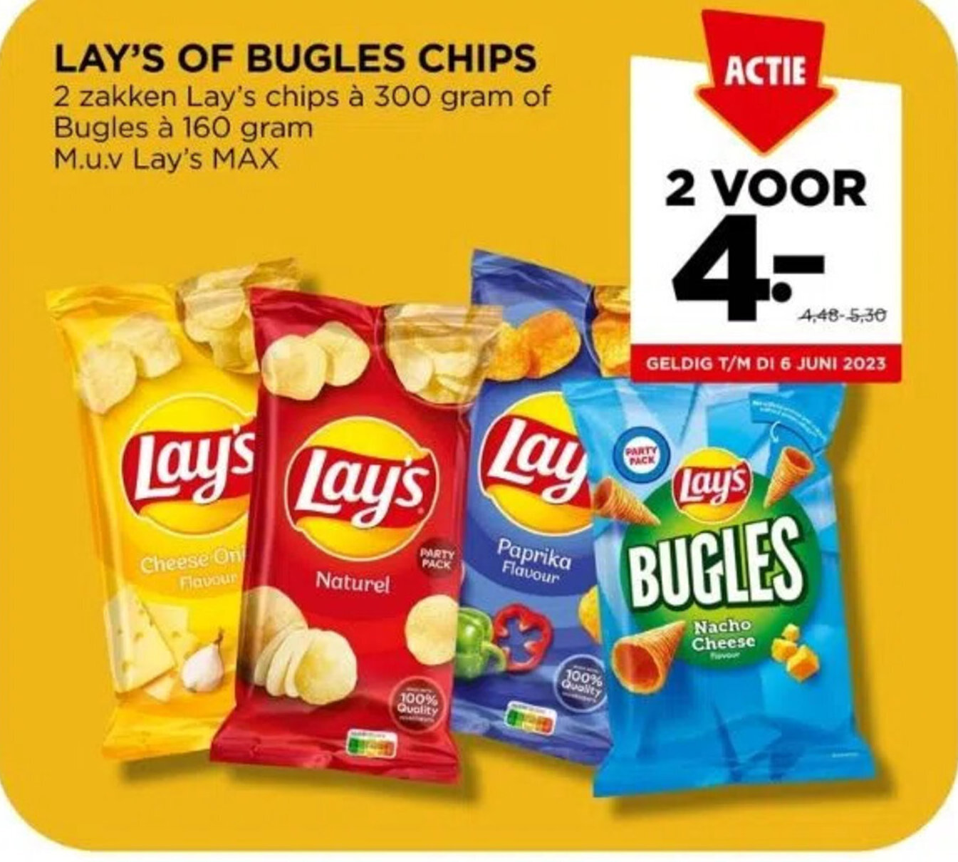LAY'S OF BUGLES CHIPS 2 zakken Lay's chips à 300 gram of Bugles à 160 ...