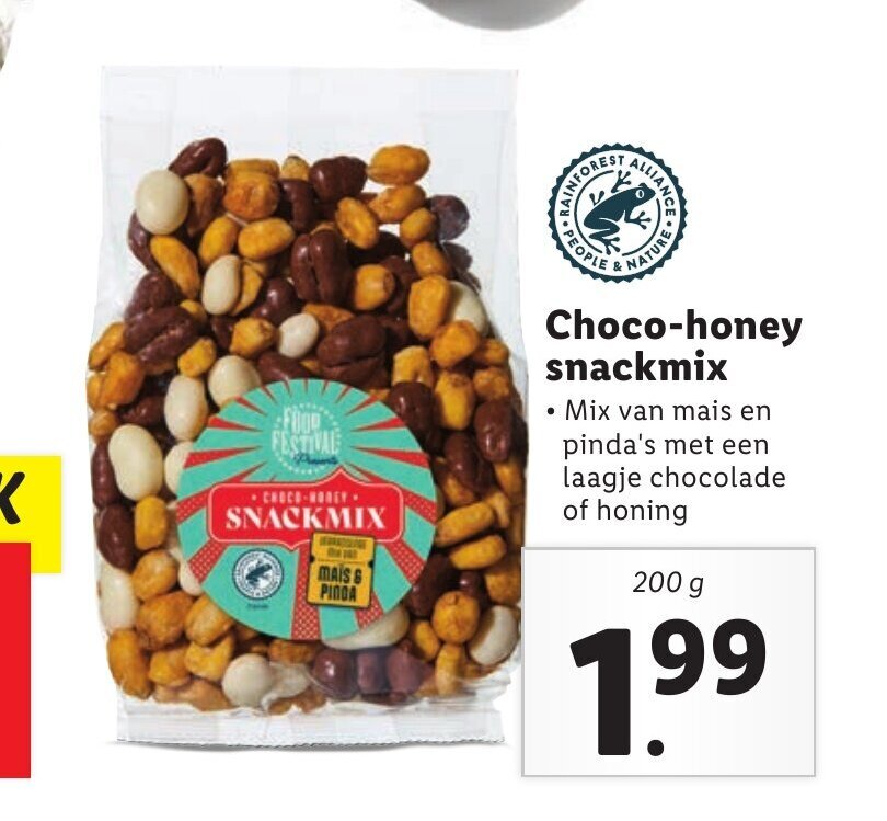 Choco-honey snackmix 200 g aanbieding bij Lidl