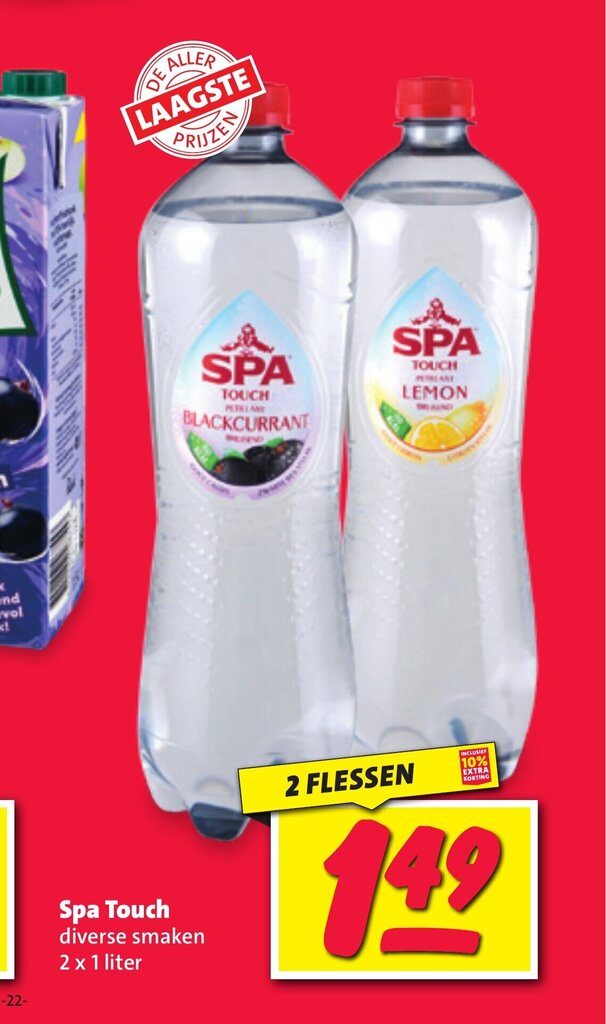 Spa Touch diverse smaken 2 x 1 liter aanbieding bij Nettorama