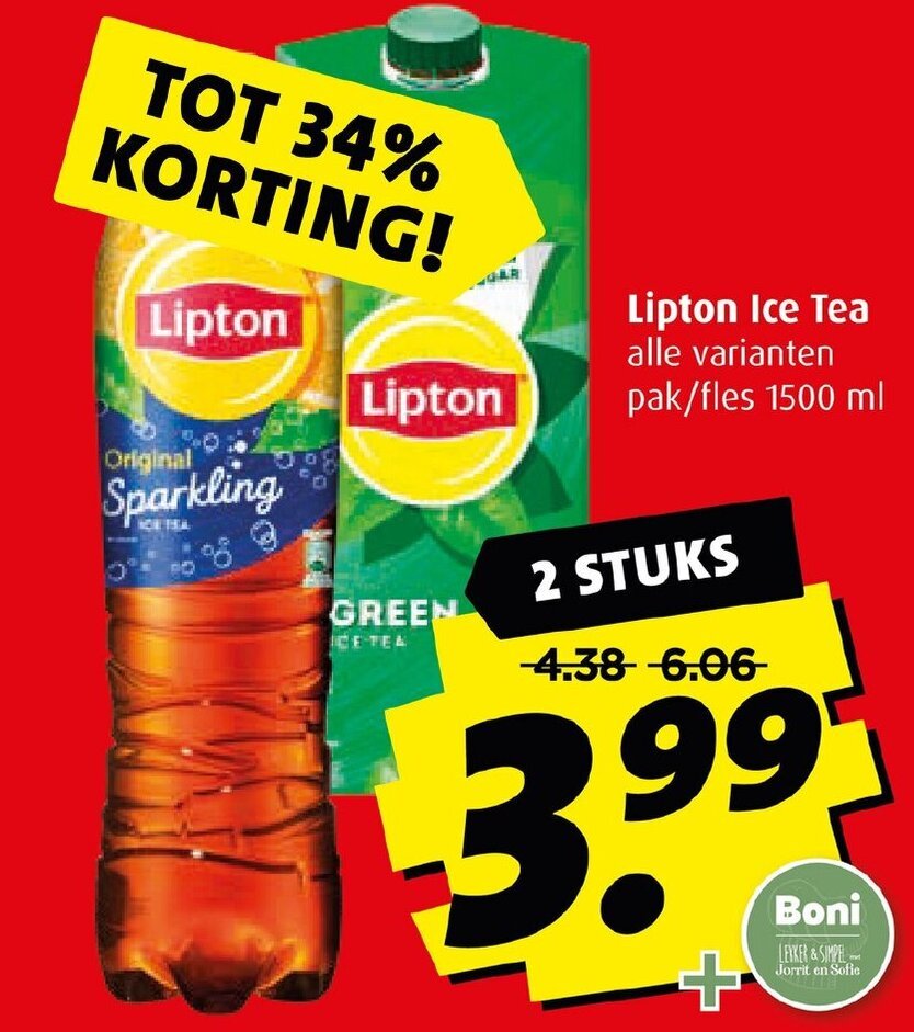 Lipton Ice Tea 1500ml aanbieding bij Boni