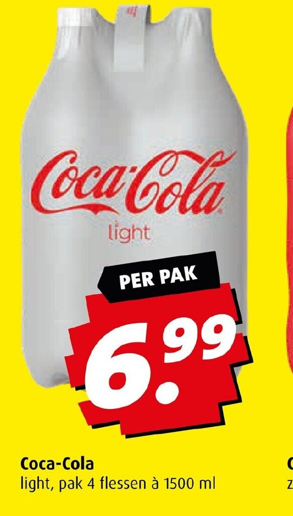Coca-Cola light, pak 4 flessen à 1500 ml aanbieding bij Boni