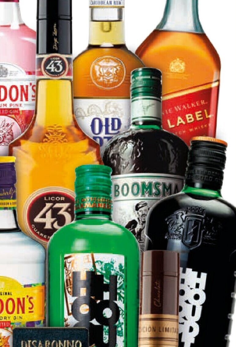 Licor 43 original of chocolate, fles 700 ml of Johny Walker red label ...