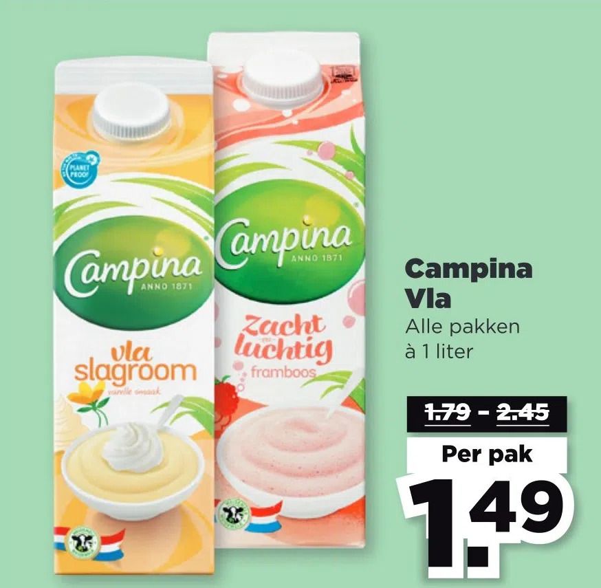 Campina vla aanbieding bij PLUS