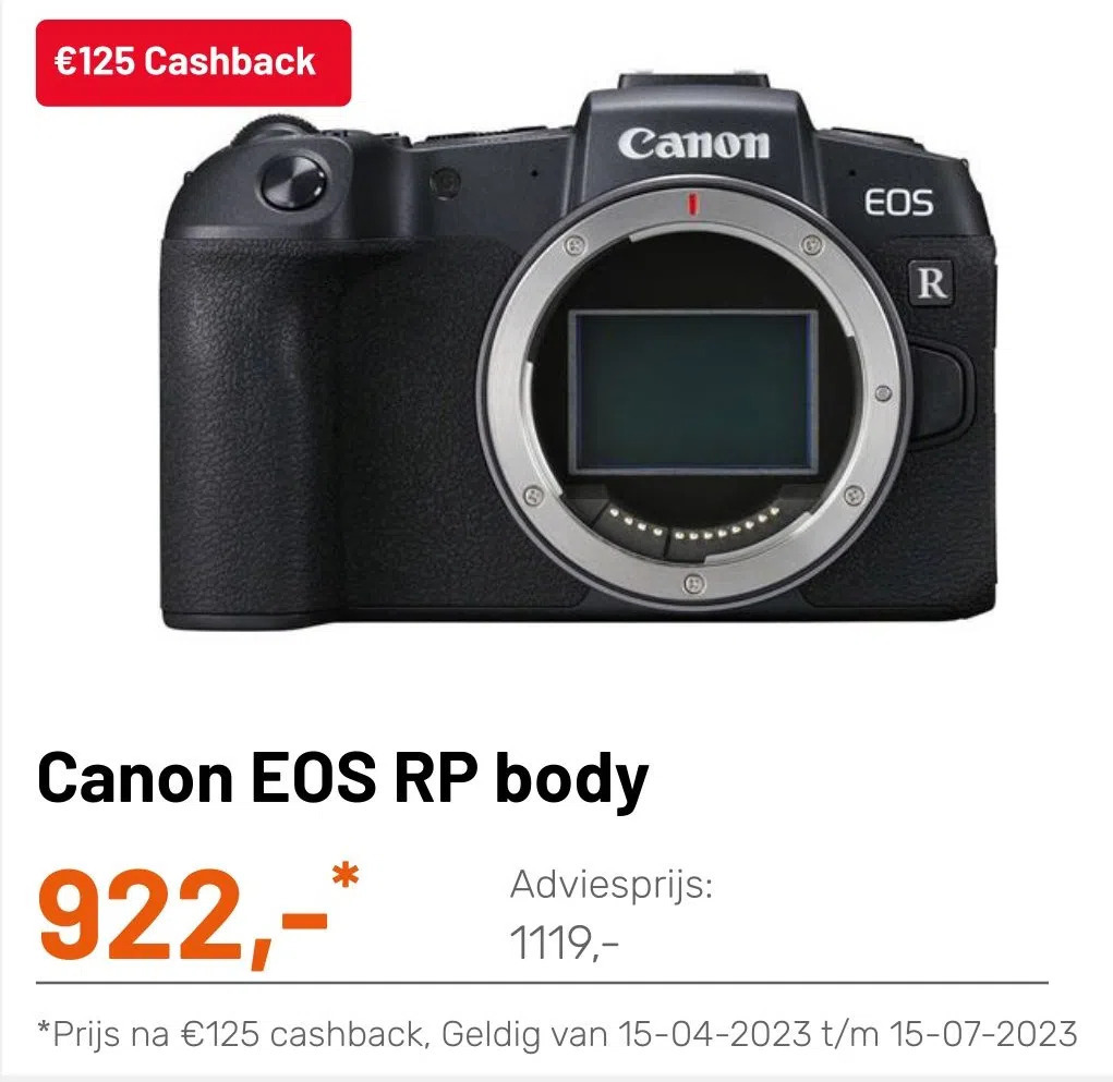 Canon eos rp body aanbieding bij Kamera Express