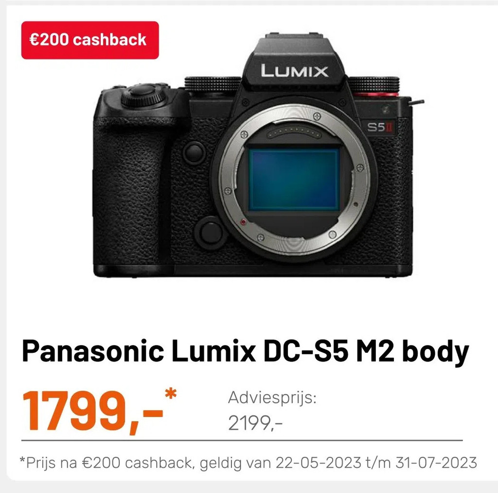 Panasonic lumix dc-s5 m2 body aanbieding bij Kamera Express
