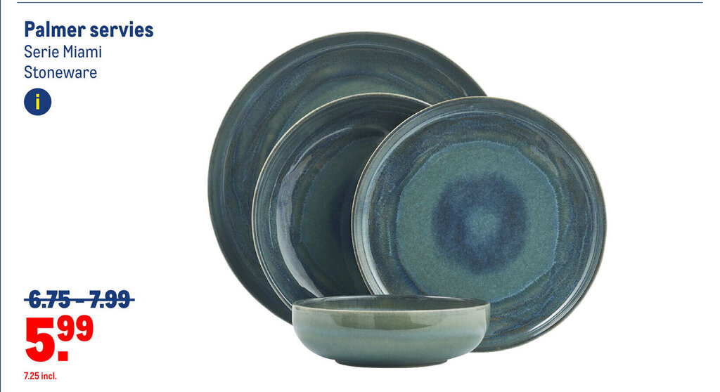 Palmer servies Serie Miami Stoneware aanbieding bij Makro