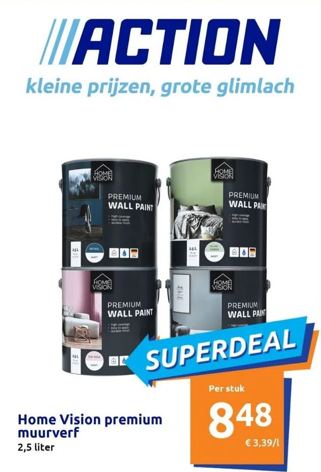 Home vision premium muurverf aanbieding bij Action