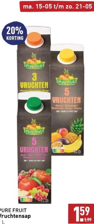 Pure fruit vruchtensap aanbieding bij ALDI