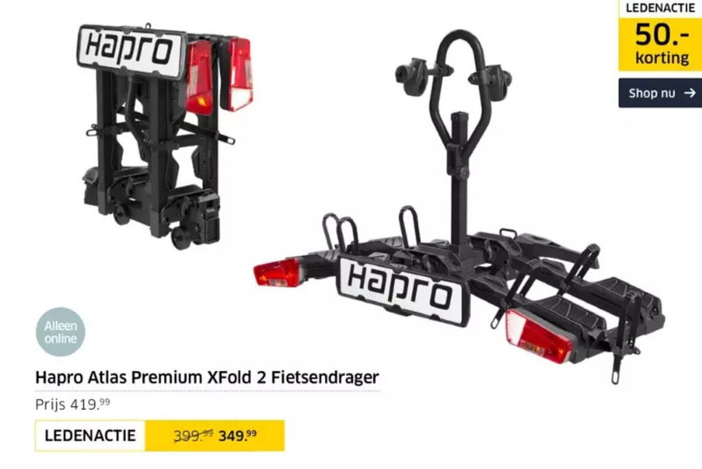 Hapro Atlas Premium XFold 2 Fietsendrager aanbieding bij ANWB