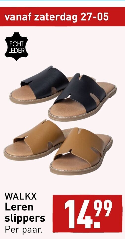 WALKX Leren slippers aanbieding bij ALDI